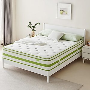 Dourxi 12 Inch Full Mattress, Hybrid Mattress in a Box, Gel Memory Foam and Pocket Springs for Cooling Sleep & Pressure Relief, Organic Cotton Fabric Cover, Plush Feel, 54"*75"*12", Full Size