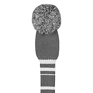 Scott Edward Steel Gray White Stripes Golf Club Covers Set of 4 Double-Layer Yarn Knit Driver Head Cover*1 Fairway Head Covers*2 and Hybrid(UT) Headcover*1