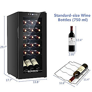ROVSUN 18 Bottle Wine Fridge, Freestanding Compressor Wine Cooler Refrigerator, Beverage Wine Chiller with Digital Temperature Control & Double-layer Glass Door for Red White Wine, Champagne, Beer