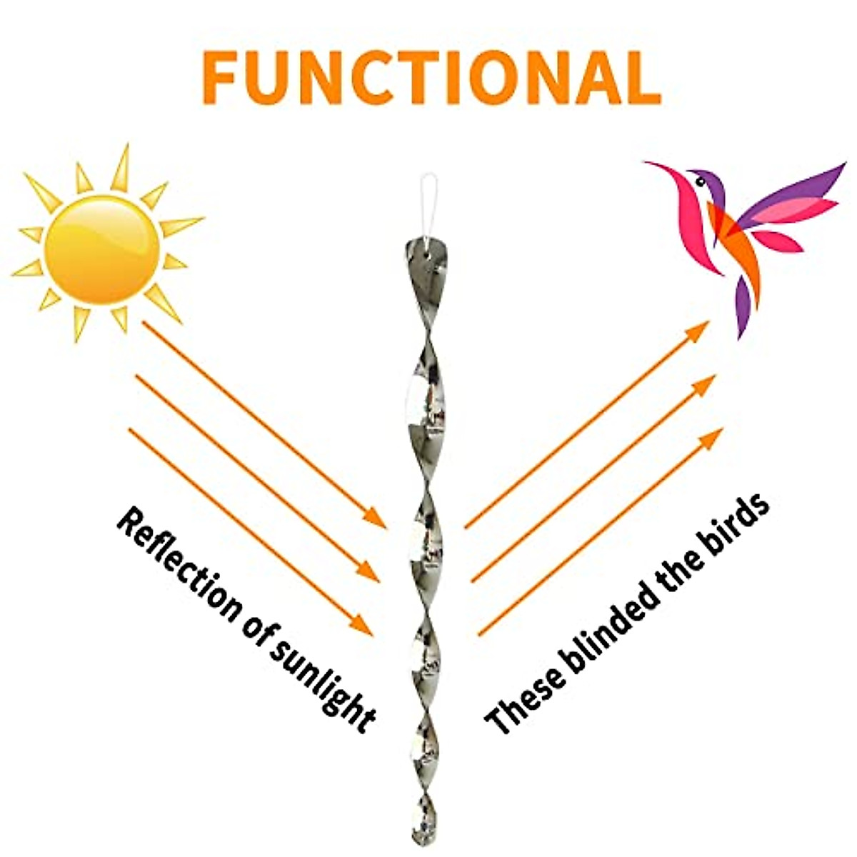 30 Pack Bird Repellent Reflectors Scare Rods