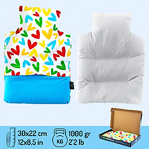 Heating Pads Microwave w/Classic Bottle Shaped - Microwave Heat Pads for Pain Relief (12x8,5 in) - Heat & Cold Pack Microwavable - Washable Cover, 100% Cotton Fabric and Lavender (Hearts)