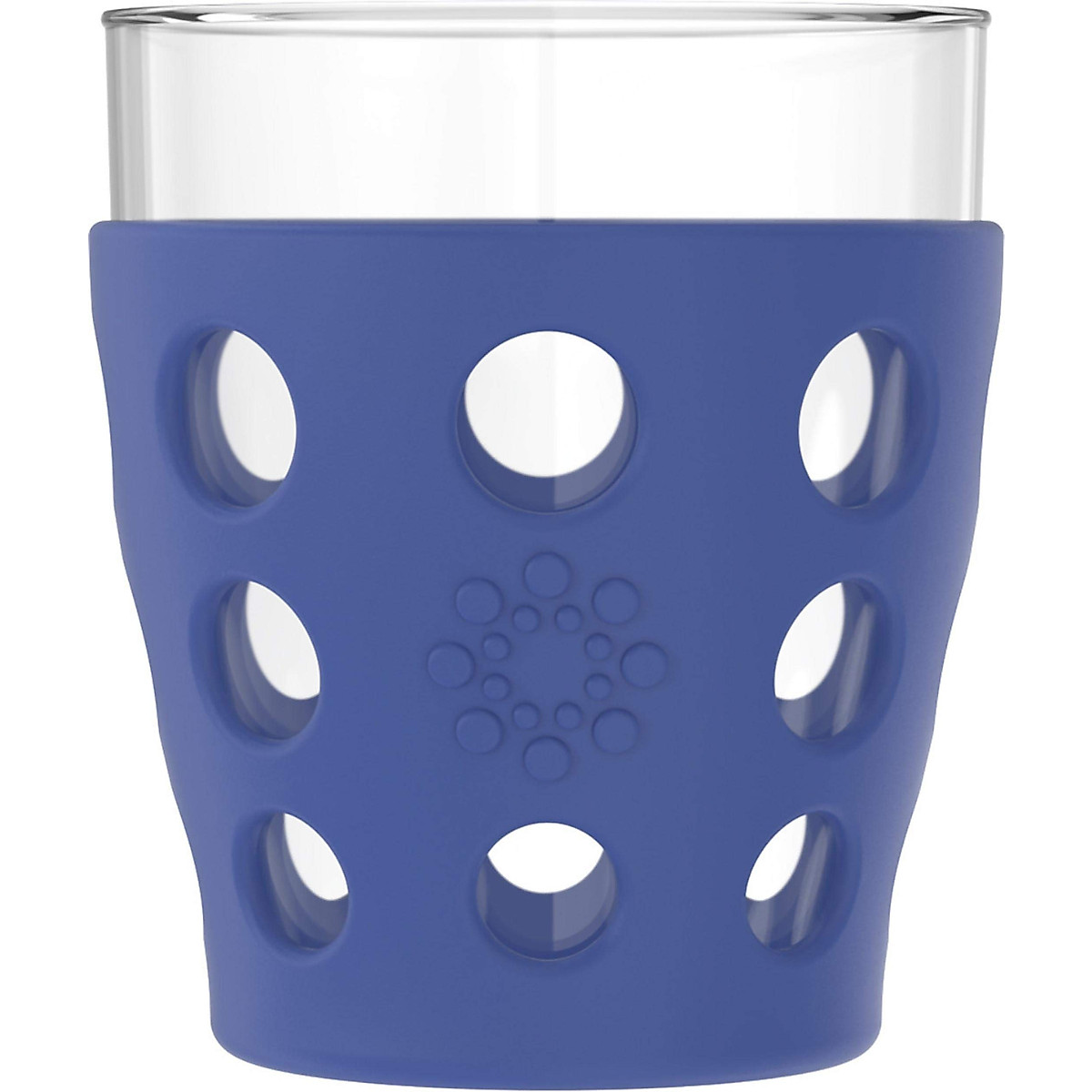 Lifefactory 10-Ounce BPA-Free Indoor/Outdoor Protective Silicone Sleeve Beverage Glass, 4 Count (Pack of 1), Orange, Grass Green, Cobalt, Huckleberry