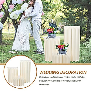 Cabilock Home Decor 1 Set Roman Pillar Statues Greek Columns Figurine Modern Style Folding Paper Pillar Wedding Road with Acrylic Lids for Home Garden Wedding Table Decoration White Office Decor