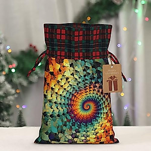 EVANEM Christmas Gift Bags with Drawstring Burlap Gift Bags Abstract Art Christmas Linen Bags for Xmas Party Candy Bags with Cards Xmas Reusable Wrapping Bags Christmas Linen Treat Bags for Holiday