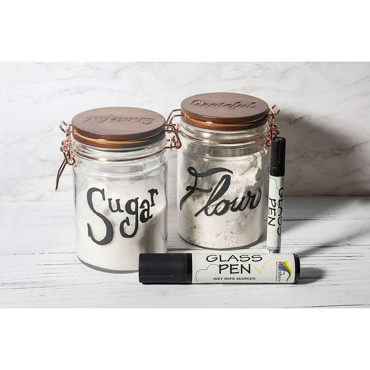 Glass Pen Liquid Paint Marker: Glass Writing Pens and Painting Markers with Washable, Erasable Ink - Windows, Mirrors, Signs, Crafts - 2 Pack, 5mm Narrow and 15mm Wide Tip Pen - Black