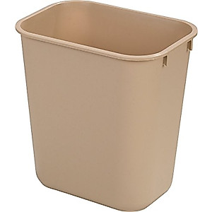 CFS 34292806 Plastic Deskside Wastebasket, 28 Quart, Beige