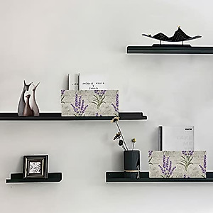 Emelivor Lavender Purple Flowers Storage Basket Bins Set (2pcs) Felt Collapsible Storage Bins with Dual Handles Closet Storage Bins for Kids Toys Pet Toy Books Clothes Closet Cabinet Organise