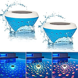Solar Floating Pool Lights,Color Changing Fish Pattern Swimming Pool Lights,Glow in The Dark LED Pool Floating Fish Lights,IP67 Waterproof Outdoor Pool Lights That Float for Pool,Pond,Hot tub-2 PACK