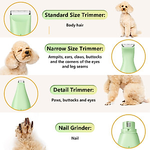 SUPRENT Dog Grooming Kit, 4 in 1 Quiet Pet Clippers for Grooming Supplies, Cordless Cat Paw Trimmer Dog Nail Grinder, Professional Long Hair Shaver Set for Cat Matted Hair and Small Dogs Thick Coats