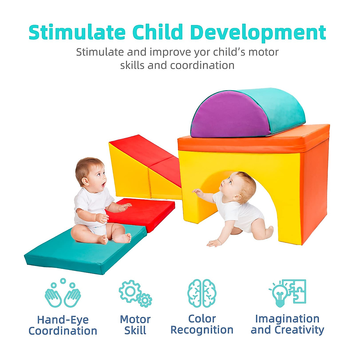 67i Foam Climbing Blocks for Toddlers 1-3 Toddler Climbing Toys Indoor Baby Foam Climbing Blocks Kids Soft Play Climbing and Crawl Activity Playset Foam Building Blocks with Slide Play Gym (Assorted)