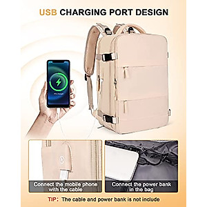 UPPACK Travel Backpack For Women Men Carry On Backpack Flight Approved Gym Bag With Shoe Compartment Hiking Waterproof Laptop Backpack College Essentials Beige…