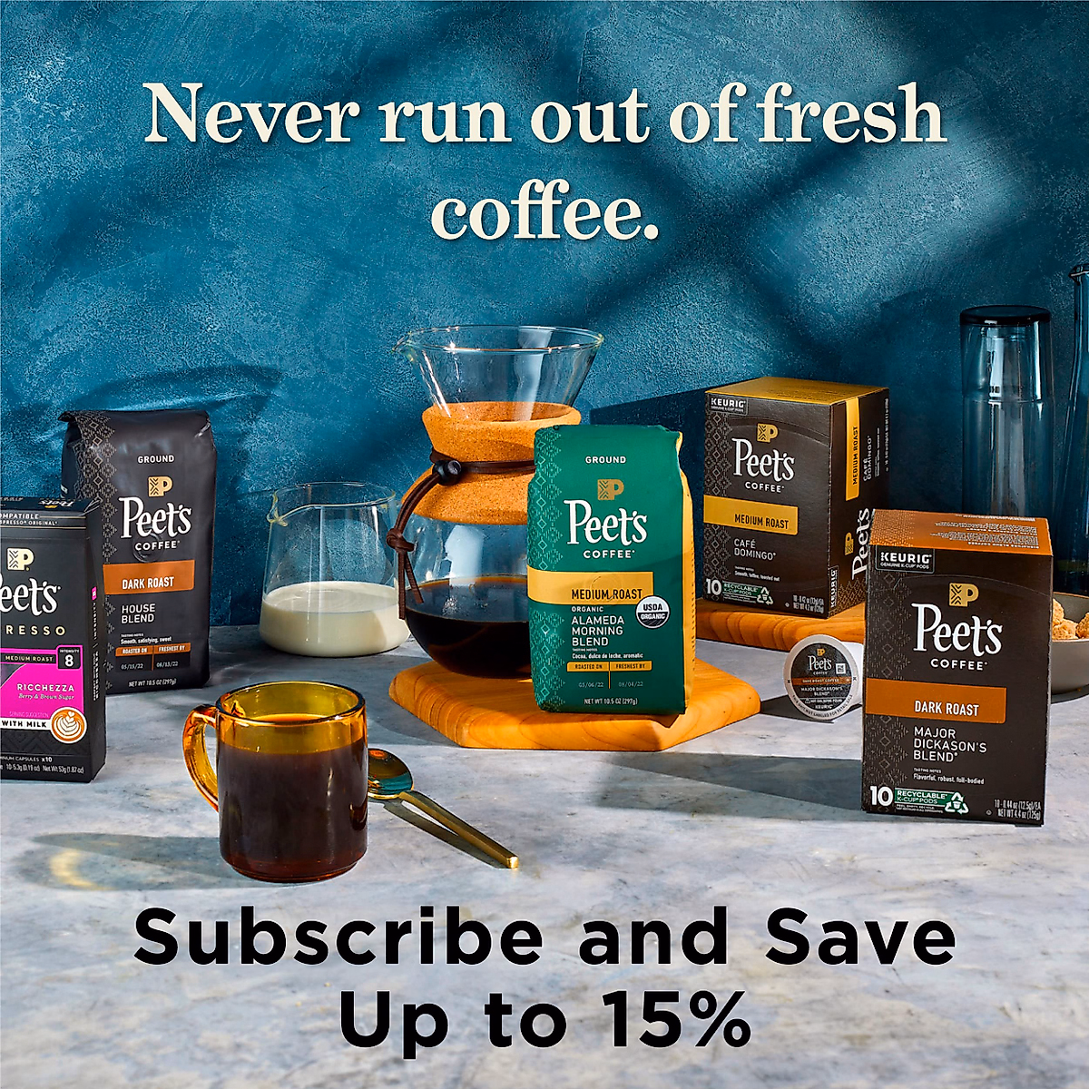 Peet's Coffee, Dark Roast K-Cup Pods for Keurig Brewers - Organic Alma de la Tierra, USDA Organic 60 Count (6 Boxes of 10 K-Cup Pods) Packaging May Vary