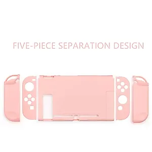 FANPL Pink Case for Nintendo Switch, Hard Shell Cute Protective Case Cover for Switch and Joy Con Controller with 2 Flower Thumb Grips - Comfortable Touch (Sakura Pink)