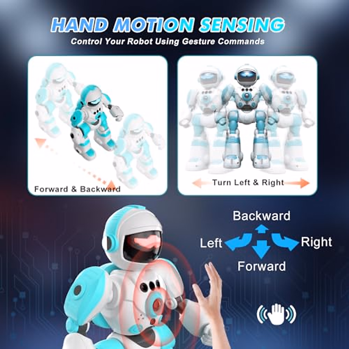 VATOS Robot Toys for Kids, Remote Control Robot with Record Voice & Gesture Sensing Control, Rechargeable Programmable Music Dancing Functions Cool Birthday Gift for Toddler Boys Age 3 4 5 6 Years Old