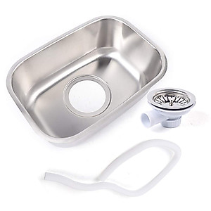 RV Caravan Sink 304 Stainless Steel Kitchen Bathroom Hand Wash Basin Boat Camper Rectangular Sink with Water Outlet and Pipe 12.6x8.7x4.7in