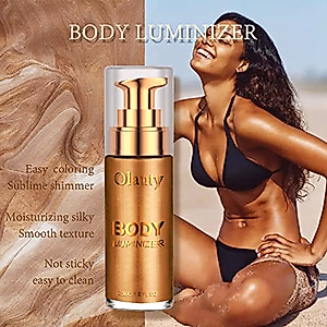 Liquid Body Luminizer, Bronze Highlighter All In One Makeup Illuminator, Smooth Shimmer Body Oil Glow Waterproof For Face & Body, Long Lasting Moisturizing (#03 Glistening Bronze)