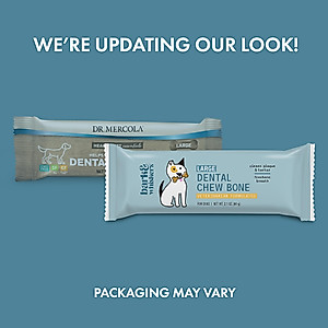 Dr. Mercola, Dental Chew Bones for Dogs, Large, 1 Box (12 Bones), Dog Dental Care That Helps Clean Teeth and Freshen Breath, Non GMO, Soy Free, Gluten Free