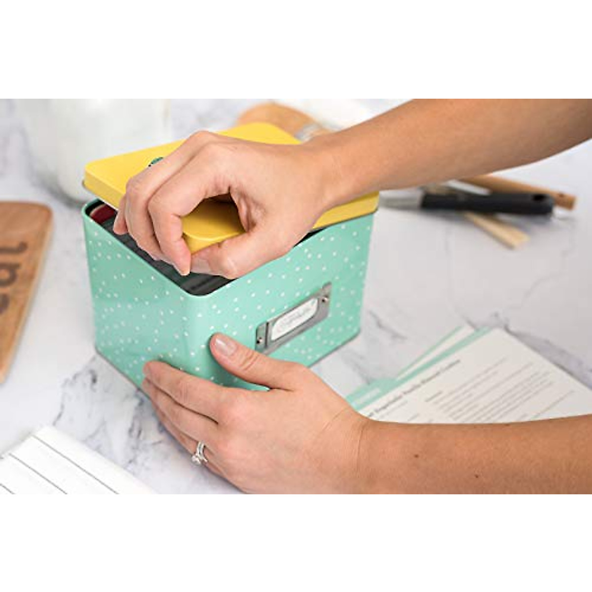 American Crafts Sweet Sugarbelle Recipe Card Tin by Light Green