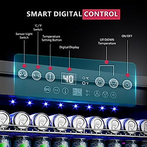 Icyglee 24 Inch Beverage Refrigerator, 180 Cans Undercounter Beverage Fridge with Stainless Steel for Home and Patio Use, Outdoor Refrigerator for Soda, Beer, Wine