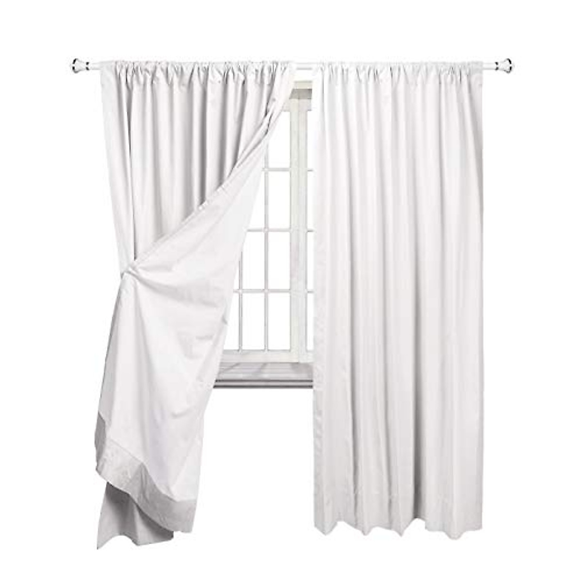 Amazon Basics Blackout Curtain Set - 52''x 63'', White, 4-Pack