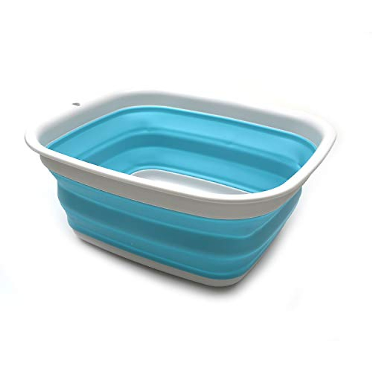 SAMMART Set of 2 Collapsible Tub - 9.45L (2.49 Gallon) - Foldable Dish Tub - Portable Washing Basin - Space Saving Plastic Washtub (2, Bright Blue)