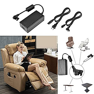 Universal Lift Chair or Power Recliner AC/DC Switching Power Supply Transformer Compatible with All Recliners 29V 2A Adapter for Lift Chair or Power Recliner(US Plug & Motor Cable Included)
