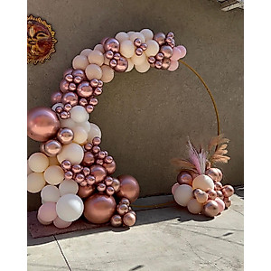 Bezente Rose Gold Metallic Chrome Balloons, 100 Pack 12 inch Rose Gold Latex Round Helium Balloons for Wedding Anniversary Baby Shower Birthday Party Decorations