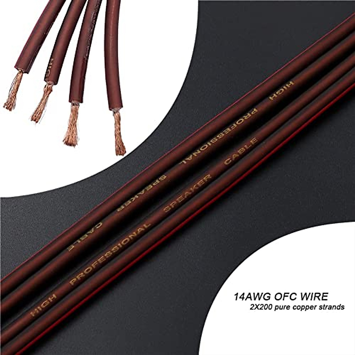 JORZOR Audiophile Hi-Fi 14 Gauge OFC Speaker Cable with RCA Male (Black & Red) to 2 Bananas Plugs, 2 pack/1pair, (1M(3.3FT), 1 Pair(RCA to 2 Banana))