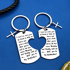 Dabihu Godparent Gifts from Godchild Will You Be My Godmother/Godfather Keychain Set Christening Gift Godparents Announcement Jewelry First Communion Gift for Godmother Godfather Baptism Gift Keyring