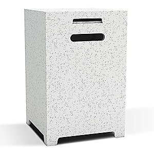 Kante 23.6" H Square Light Gray Eco-Friendly Concrete/Metal Outdoor Patio Backyard UV and Weather Resistant Modern Propane Tank Cover Storage Box for Gas Fire Pit, Hideaway Side Table,RMFP-T01-81904