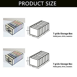 Kocuos Upgraded Clothes Organizer, Closet Organizers and Storage, Wardrobe Clothes Organizer for Folded Clothes, Separator Drawer Organizer Divider for Underwear, T-shirts (2PCS (7 Grids, Gray))