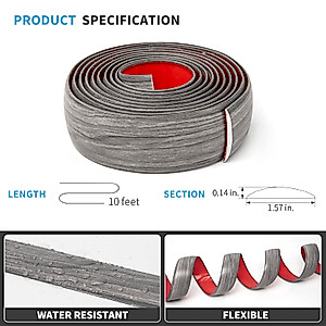 Art3d Self Adhesive Vinyl Strip for Joining Floor Gaps, Carpet Thresholds - 10 FT, 1.57in, Gray