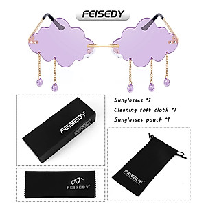 FEISEDY Retro Cloud RimlessTassel Sunglasses Women Funny Party Disco Dripping Cloud sunglasses Eyewear B2834