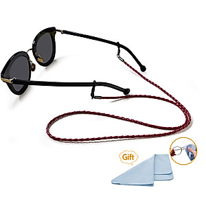 BILIONE Eyeglass Straps, 6 PCS Premium Leather Textured Braided Sunglass Necklace Chains, Eyewear Retainer for Men and Women, Glass Cord Lanyard Around Neck for Kids