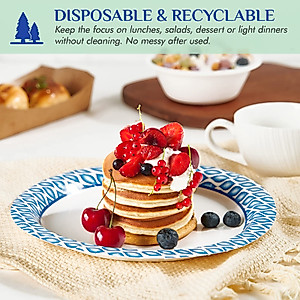 MUCHII 8.375 Inch Disposable Paper Plates, 300 Count Disposable Paper Plates, Soak Proof Paper Plates for Daily Use, Cut Proof Holiday Paper Plates for Family Gatherings, Parties, Picnic And So On