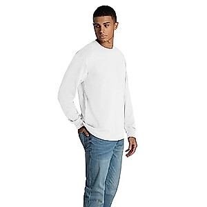 Fruit of the Loom Men's Eversoft Cotton T Shirts, Breathable & Moisture Wicking with Odor Control, Sizes S-4x, Long Sleeve-White Ice