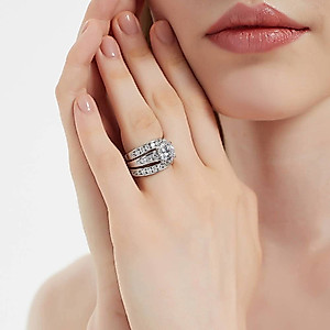 BERRICLE Sterling Silver Solitaire Wedding Engagement Rings 2.7 Carat Round Cubic Zirconia CZ Ring Set for Women, Rhodium Plated Size 7