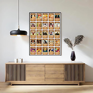 Set of 100 Anime One Piece Wanted Poster Postcards Luffy Zoro Sanji Nami Usopp Chopper Robin Franky Brook Wall Art Posters & Prints for Room Decor Aesthetic and Gifts (6×4 in)