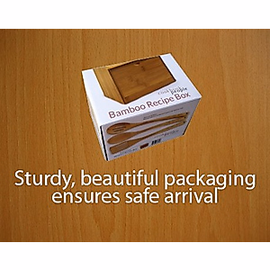 Cookbook People 4x6 Wooden Recipe Box Bamboo Wood Plain Lid - Up to 300 Cards - Includes Dividers