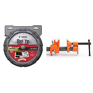 The Mibro Group 416381 Carbide Stacking Dado Blade Set + Pony Jorgensen 52 Pipe Clamp