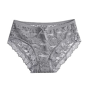 Underwear Women Seamless Thongs For Women No Show Underwear Low Rise Floral Lace Micro G-Strings Breathable Hollow Out Sexy Comfort Panties Seamless Underwear For Women Grey