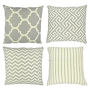 Modern Pattern Spring and Summer Sofa Pillow Covers, Set of 4 Pillow Covers 18x18 -Decorative Geometric Throw Pillow Cushion Case For Sofa, Couch, Bed, Home, Outdoor, Car - Grey, Square