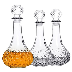 Cadamada Glass Bottles with Caps, 27 Oz Whisky Decanter , Delicate Decanter Set-for Tequila, Brandy, Scotch and Vodka, Gift Giving, Bar and Party Decoration (3pcs)