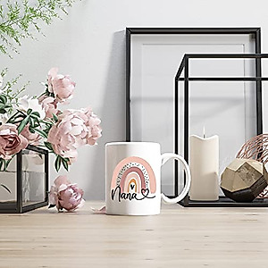 Wisedeal Nana Mug, Nana Gifts From Grandkids, Nana Coffee Mug, Nana Birthday Gifts For Nana Mug, Christmas Gifts From Granddaughter Grandson, Rainbow Mug Gifts For Grandma, Ceramic White 11 Oz