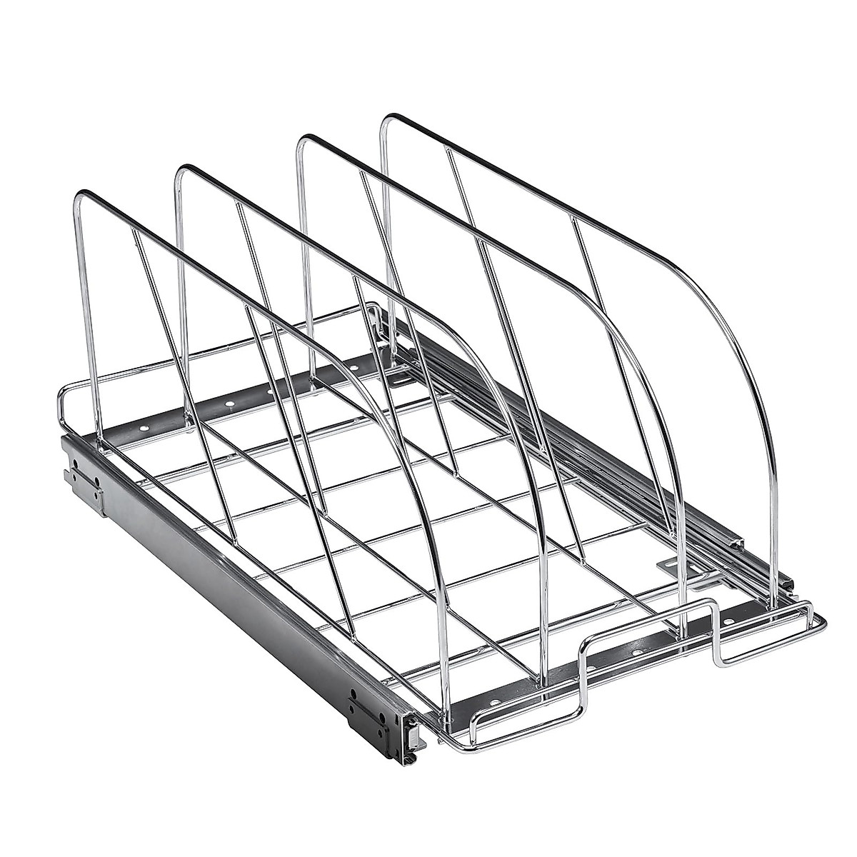 VEVOR Pan and Pot Rack, Expandable Pull Out Under Cabinet Organizer, Cookie Sheet Baking Pans tray Organization, Adjustable Wire Dividers, Steel Lid Holder for Kitchen Cabinet & Pantry Storage, 11.7"W