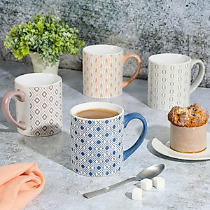 Mr. Coffee Bliss 4 Pack 20 OZ Assorted Design Stoneware Mug Set