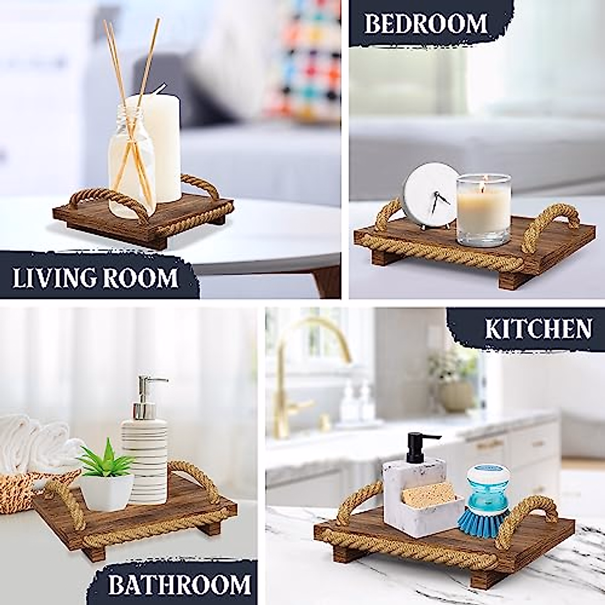Unique America Wood Stand & Small Wooden Pedestal Stand, Wood Risers for Decor, Wooden Riser,Wood Risers for Display, Wooden Stand, Wood Pedestal Stand, Footed Tray, Soap Stand,Rectangle Wood Riser