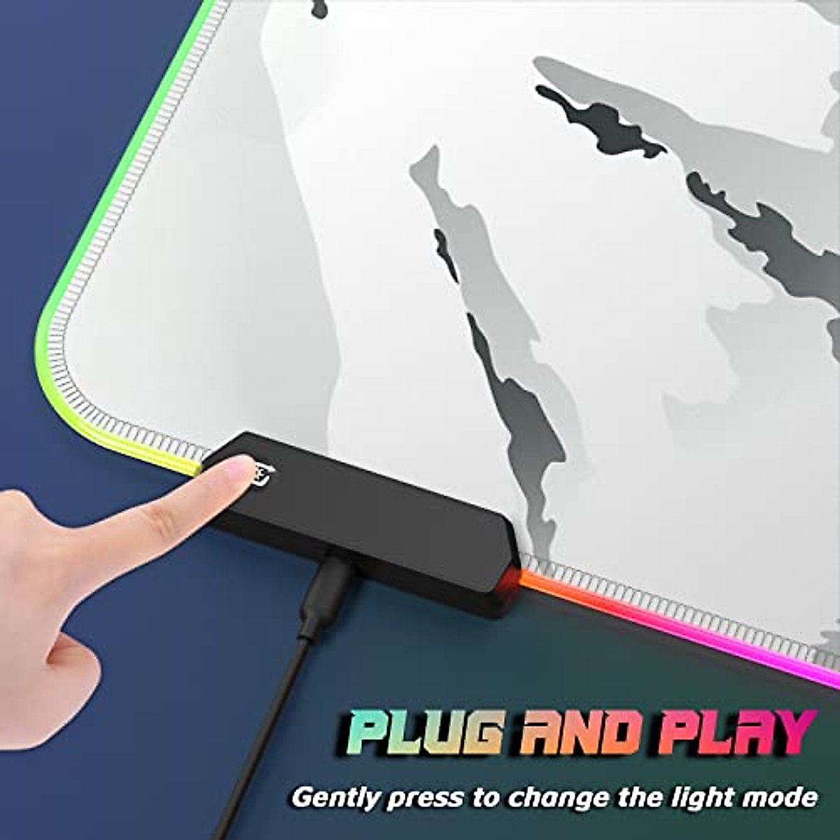 ITNRSIIET RGB Gaming Mouse Pad, Full Desk XL Extended Large Gaming Mousepad, 12 Lighting Modes 30% Thicker Big LED Desk Mat for Gamers, 32 x 12 inches, Japanese Mount Fuji Sakura