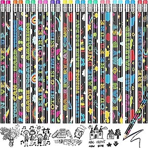 100 Pcs Motivational Pencils Bulk, Fun Inspirational School Pencils for Classroom, Cute Wood Pencils with Encourage Positive Sayings, Back to School Supplies for Kids Student Teacher Classroom Reward