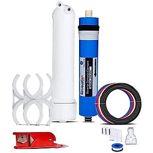 LiquaGen - 300 GPD Water Saver Upgrade Kit - Aquarium Reef/Reverse Osmosis Membrane + Full Membrane Housing Kit | RO Water Purification Replacement Filter Kit for Under Sink or Countertop Use